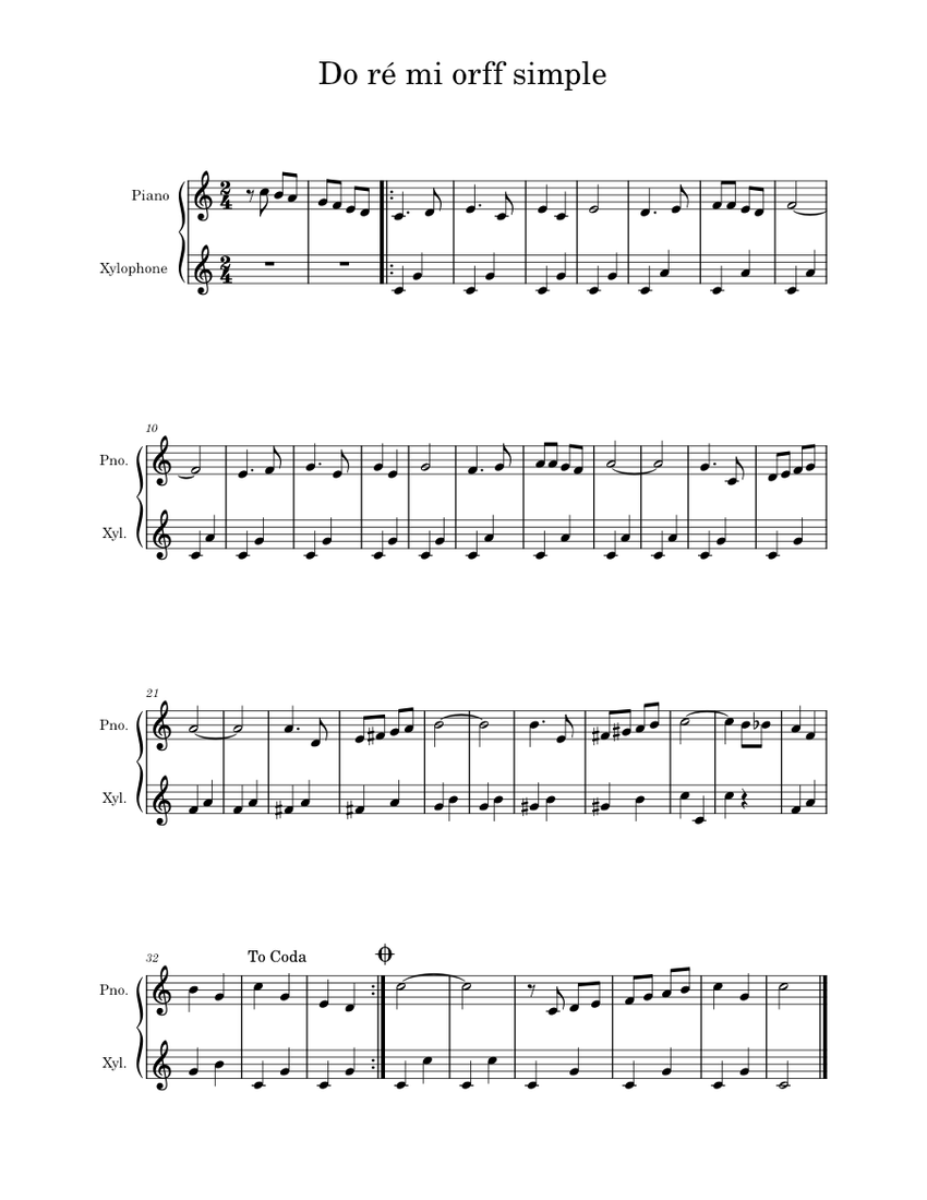 Do ré mi Orff simple – Richard Rodgers Do ré mi orff simple Sheet music ...