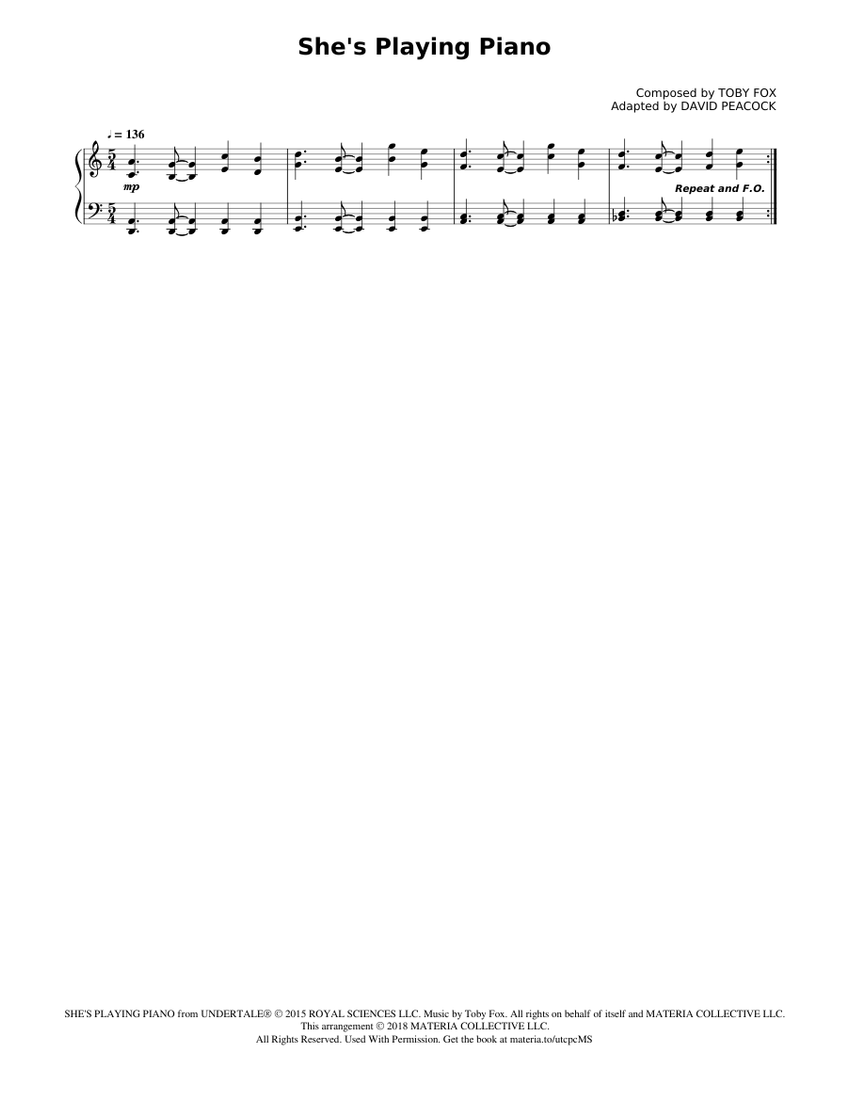 She's Playing Piano (UNDERTALE Complete Piano Sheet Music) Sheet music ...