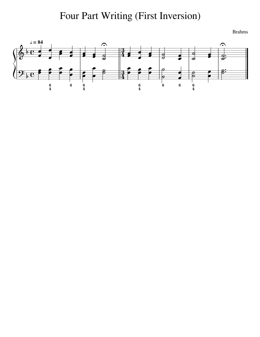 Four Part Writing (First Inversion) Sheet music for Piano (Solo) Easy ...