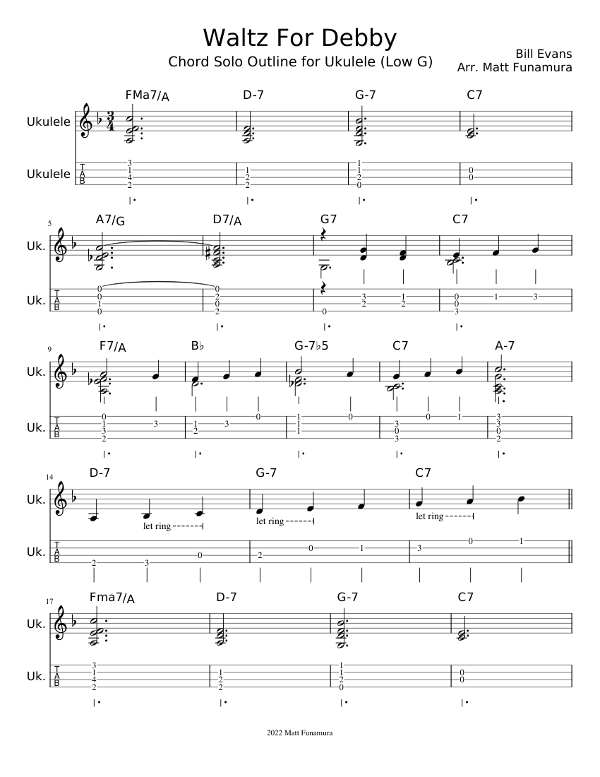 Waltz For Debby Uke Sheet Music and Tab with Chords for Ukulele (Solo ...