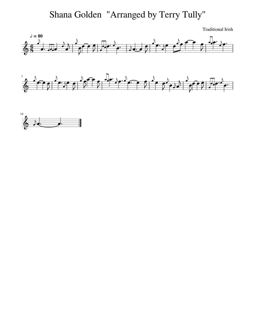 Traditional music - Shana Golden "Arranged by Terry Tully" Sheet music for Piano (Solo) Easy ...