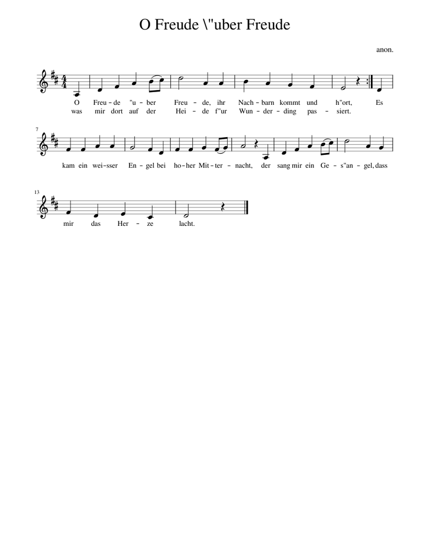 O Freude \"uber Freude Sheet Music for Piano (Solo) easy | MuseScore.com