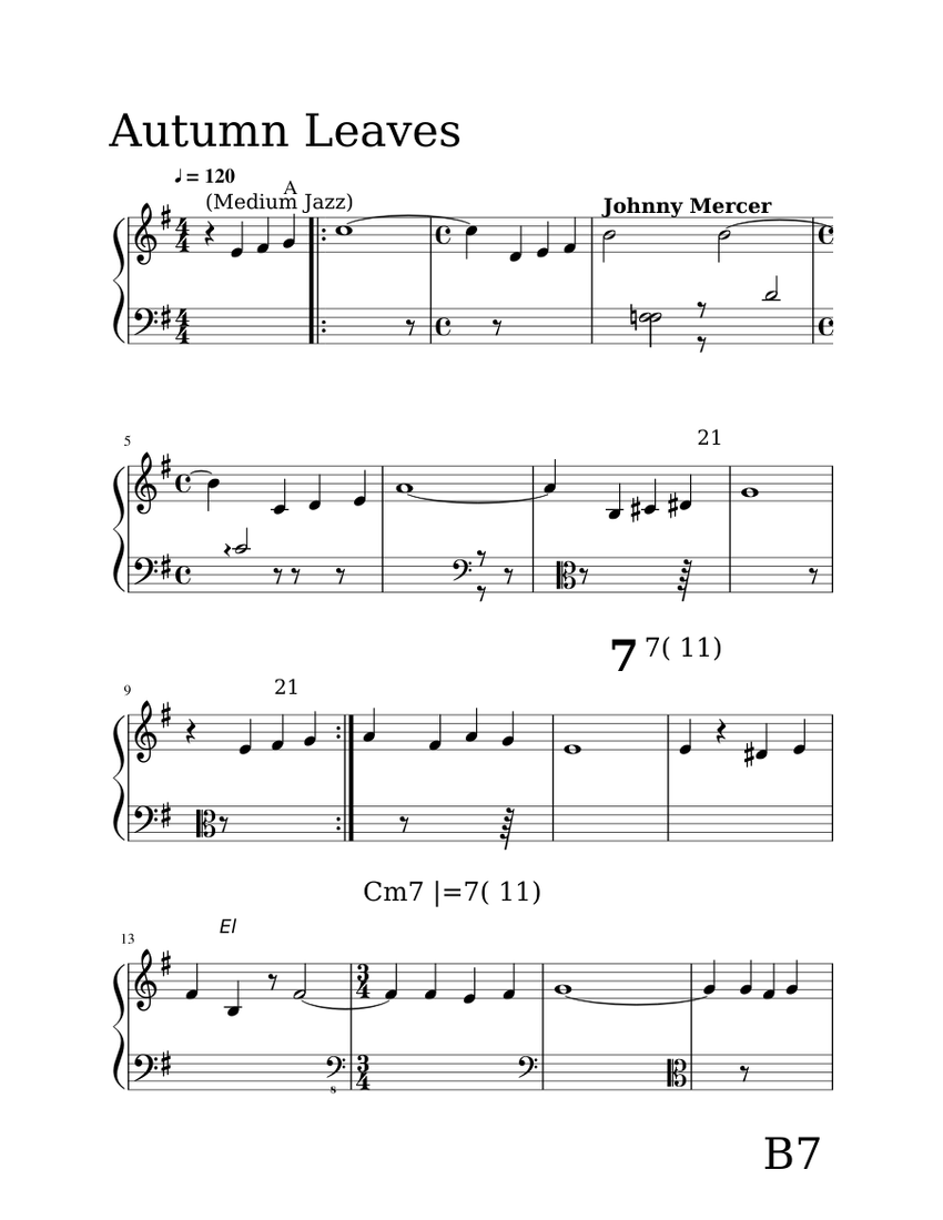 Autumn Leaves Sheet music for Piano (Solo) Easy | Musescore.com