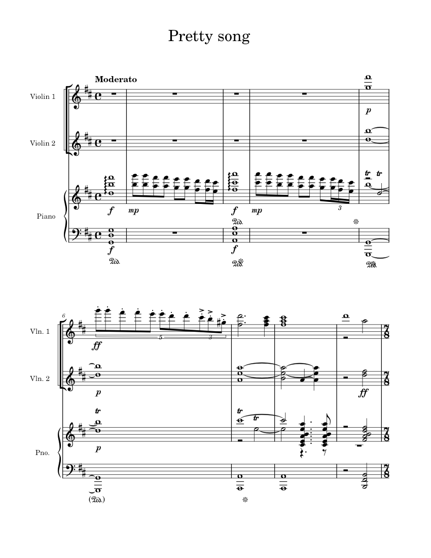 Pretty song Sheet music for Piano, Violin (Mixed Trio) | Musescore.com