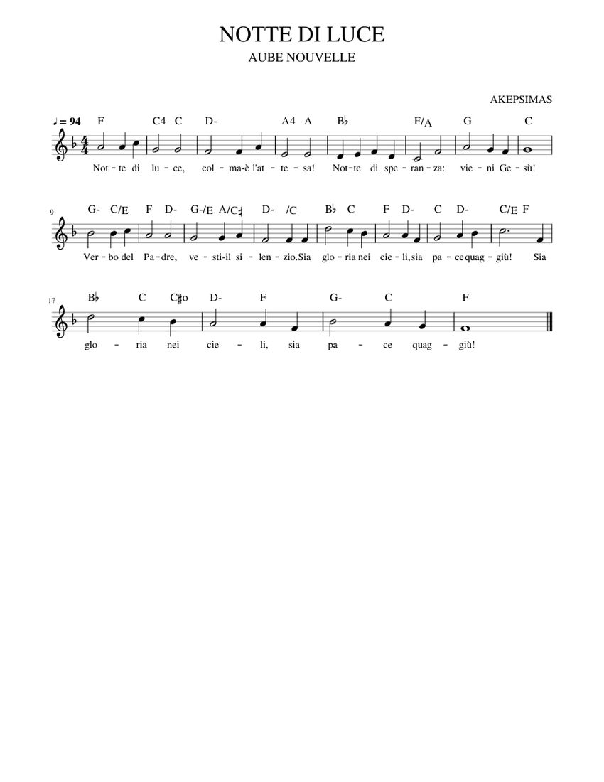 NOTTE_DI_LUCE Sheet music for Piano (Solo) Easy | Musescore.com