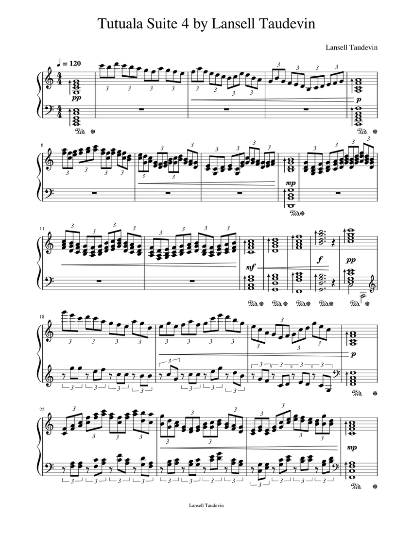 Tutuala Suite 4 by Lansell Taudevin Sheet music for Piano (Solo ...