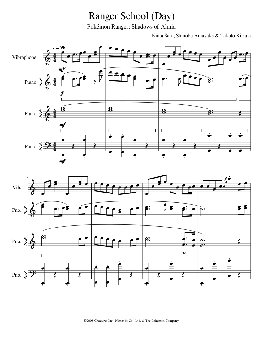 Ranger School (Day) – Pokémon Ranger: Shadows of Almia Sheet music for ...