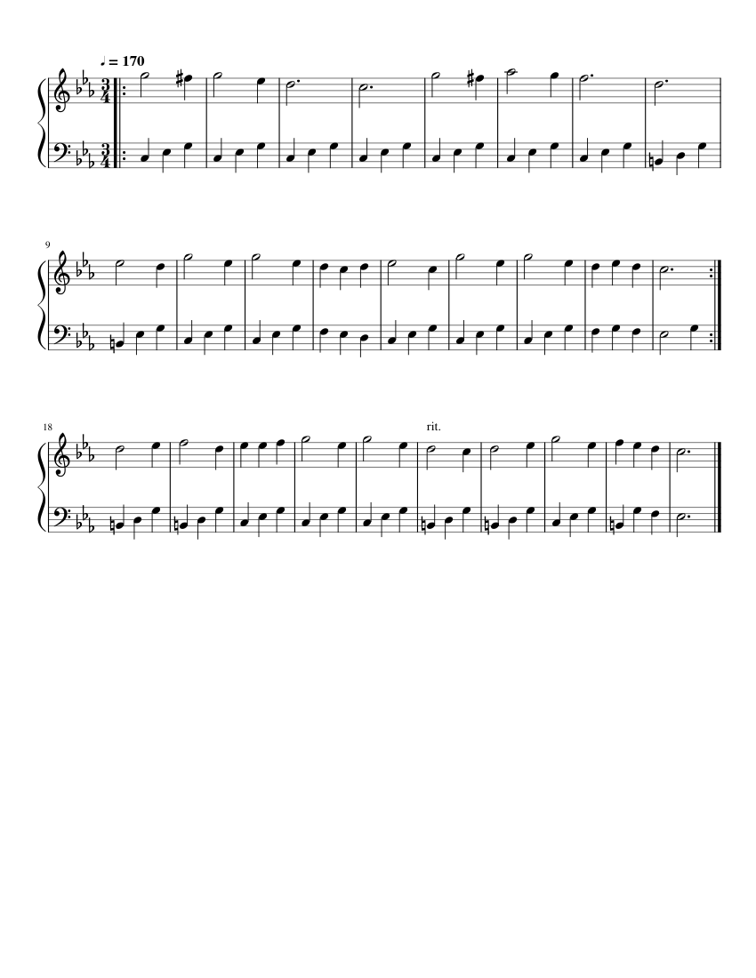 Cuckoo (German Folk Song) in C Minor Sheet Music for Piano (Solo) easy ...