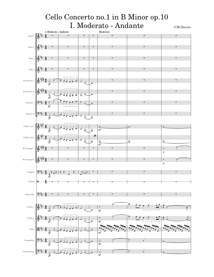 Cello Concerto in B Minor op.10: I. Moderato - Andante. Sheet music for ...