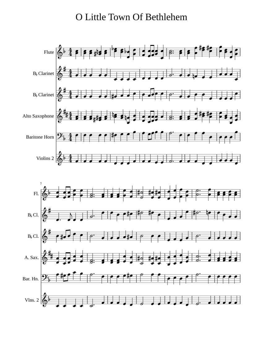 O Little Town Of Bethlehem score Sheet music for Flute (Solo ...