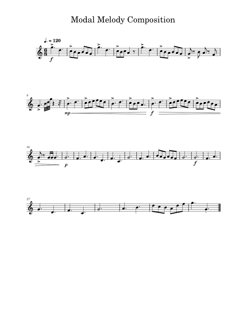 Modal Melody Composition Sheet music for Piano (Solo) | Musescore.com