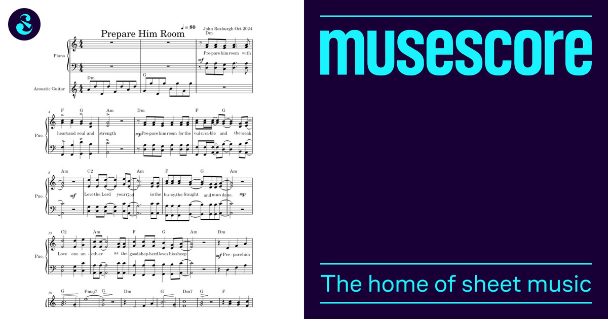Prepare Him Room – by John Roxburgh Sheet music for Piano, Guitar ...