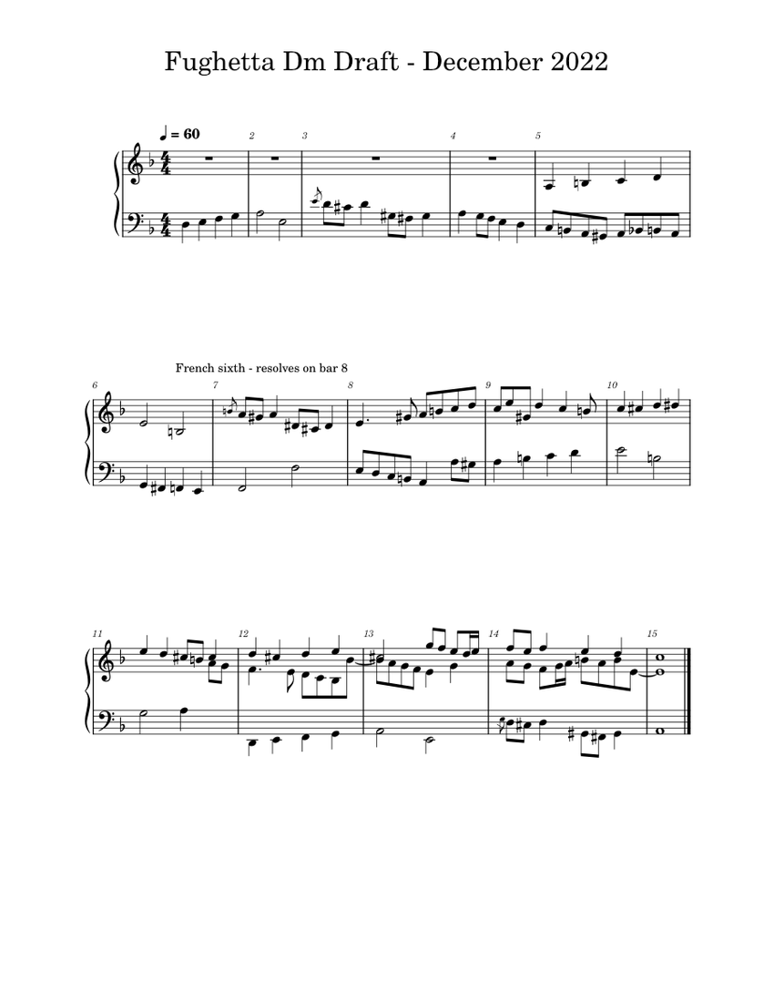 Fughetta Dm 2022 sketch Sheet music for Piano (Solo) | Musescore.com
