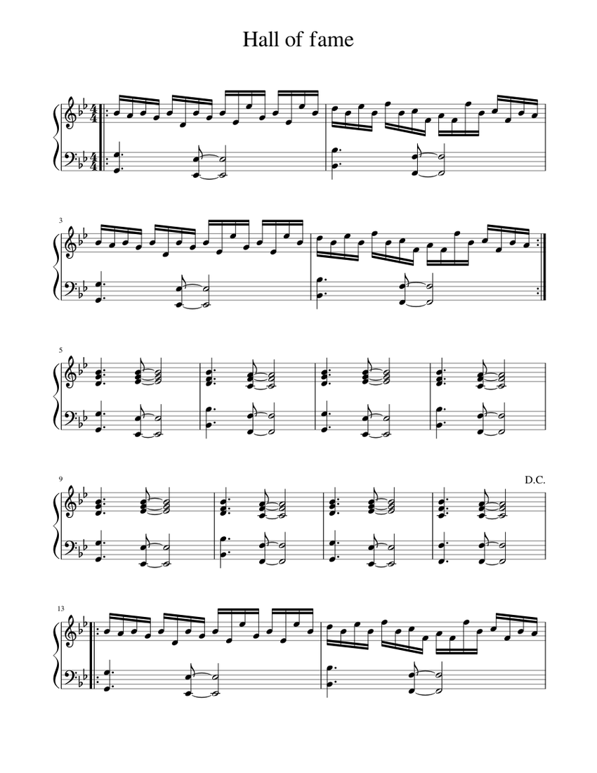 Hall of fame Sheet music for Piano (Solo) | Musescore.com