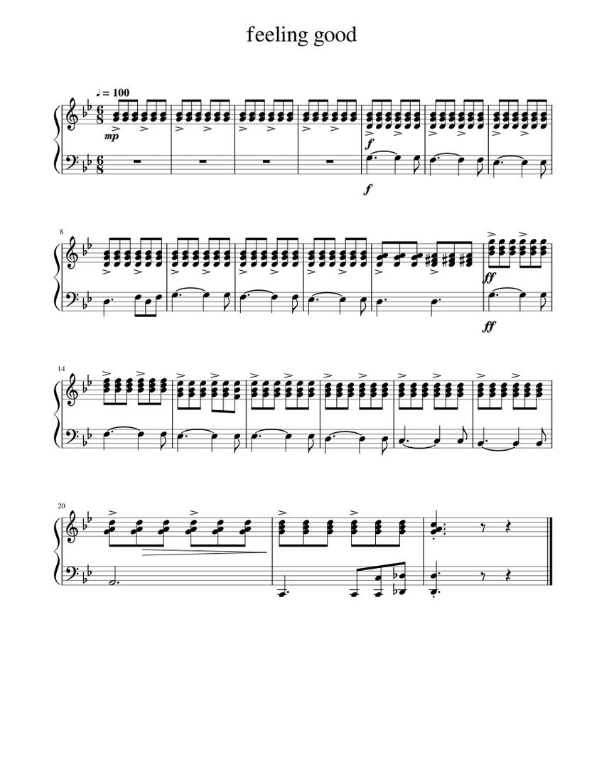 Feeling good Sheet music for Piano (Solo) | Musescore.com