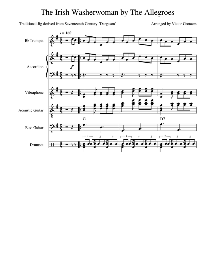 The Irish Washerwoman by "The Allegroes" Sheet music for Accordion ...