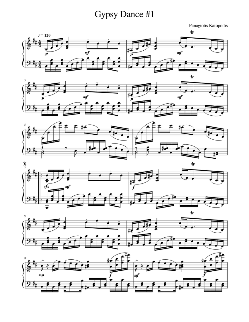 Gypsy Dance #1 - piano tutorial