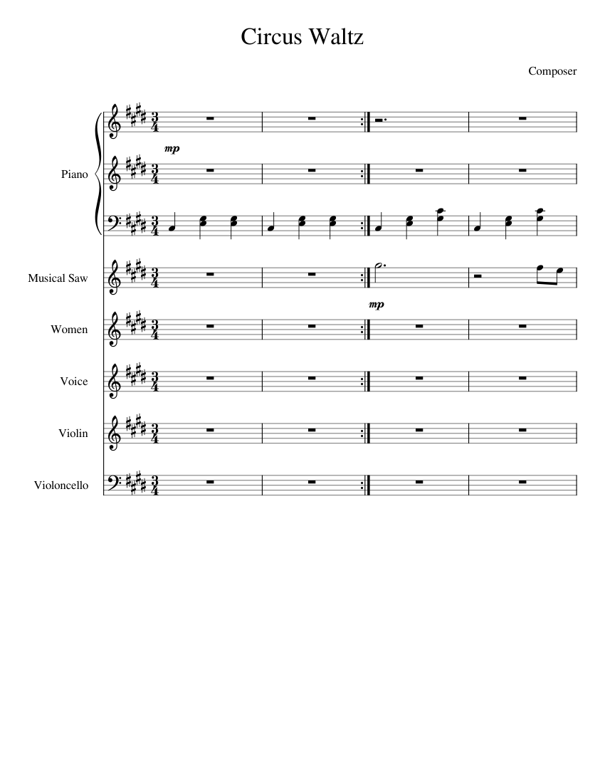 Circus Waltz Sheet music for Piano, Vocals, Female, Violin & more ...
