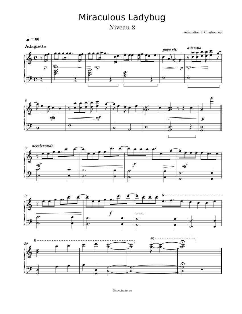 Miraculous Ladybug - Piano Level 2 - piano tutorial