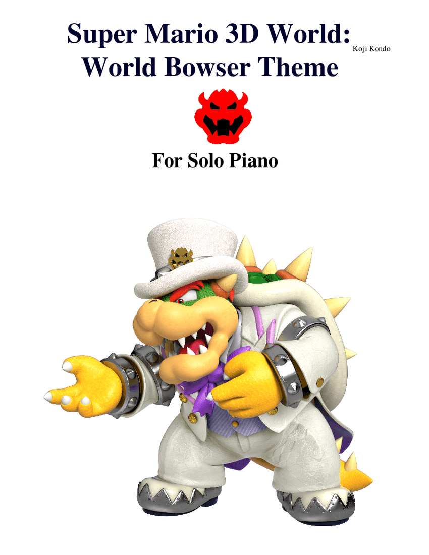 Super Mario 3D World: World Bowser Theme Piano Solo Sheet Music for ...