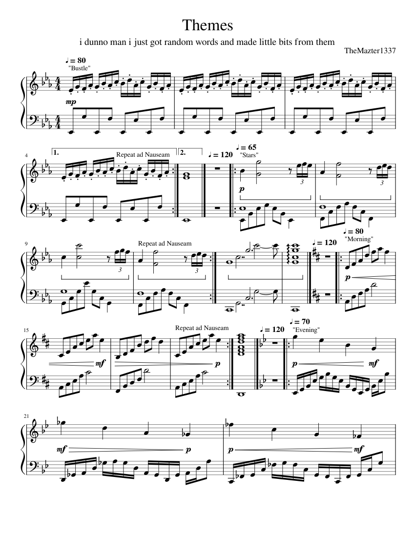 Themes Sheet music for Piano (Solo) | Musescore.com