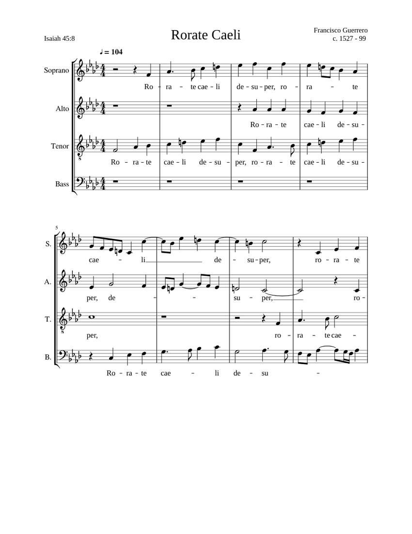 Rorate Caeli (2nd part of Canite tuba) - Francisco Guerrero Sheet music ...