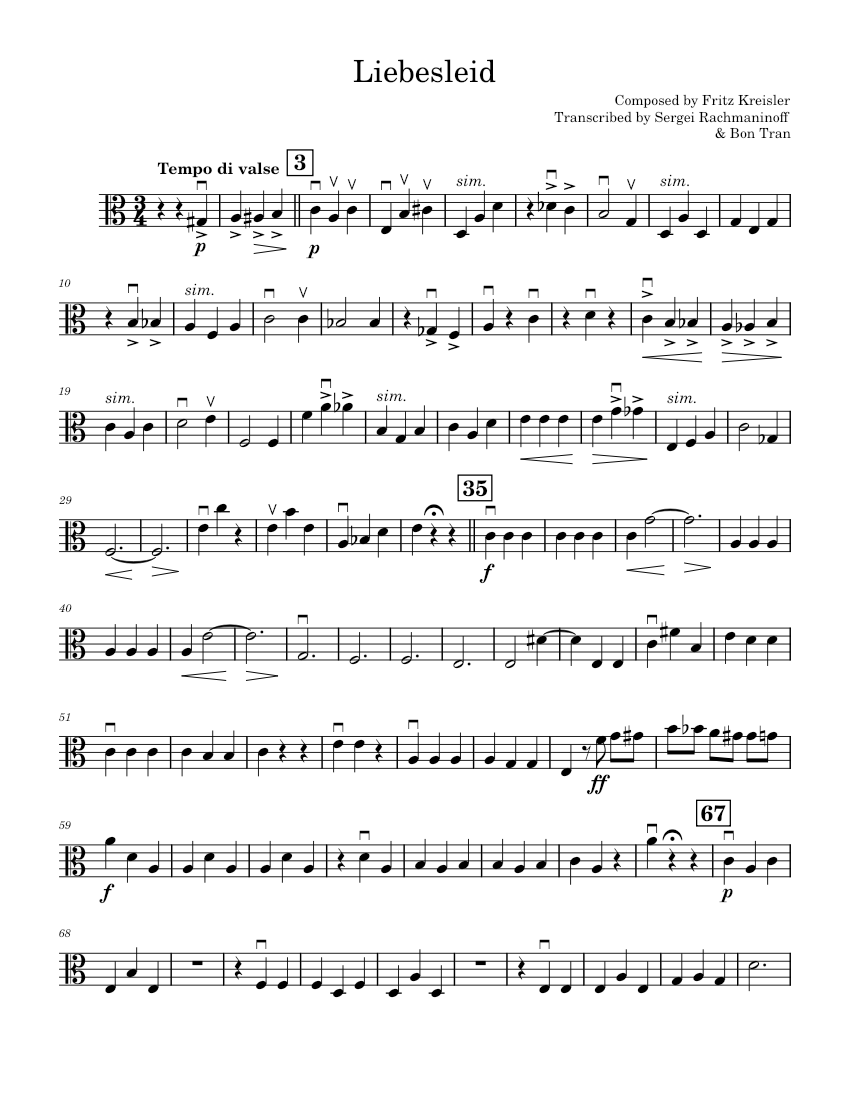 Liebesleid – Fritz Kreisler (Viola) Sheet music for Viola (String ...