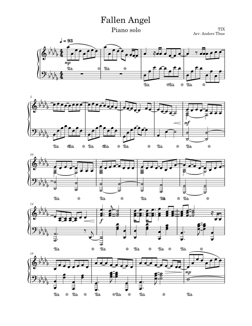 Fallen Angel Sheet Music for Piano (Solo) | MuseScore.com