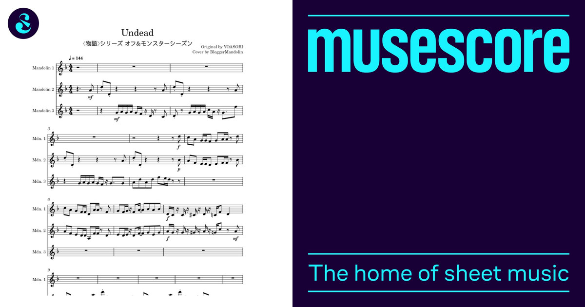 UNDEAD – YOASOBI | Monogatari Series: Off & Monster Season Mandolin Sheet Music Sheet Music for ...