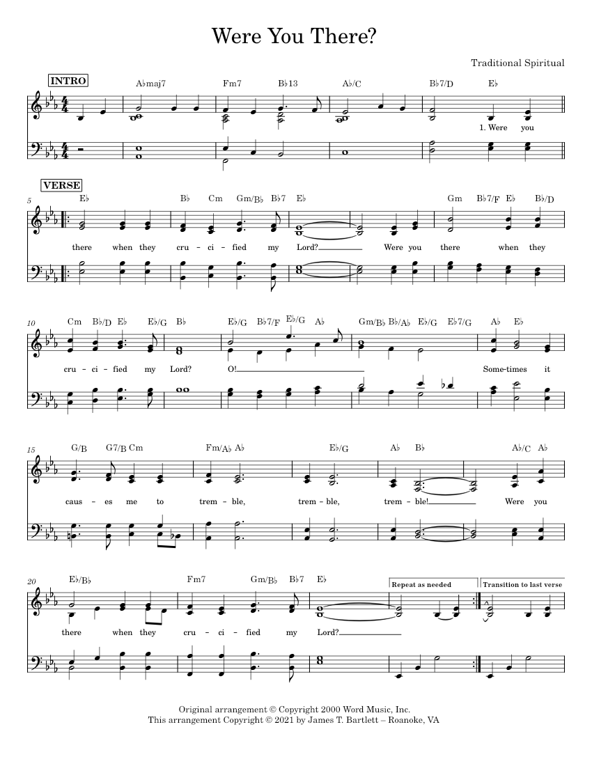 Were You There? Sheet Music with Chords for Piano (Solo) | MuseScore.com