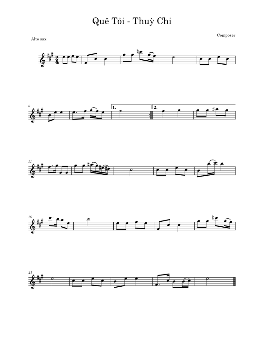 Quê tôi – Thuỳ Chi Sheet Music for Piano (Solo) easy | MuseScore.com
