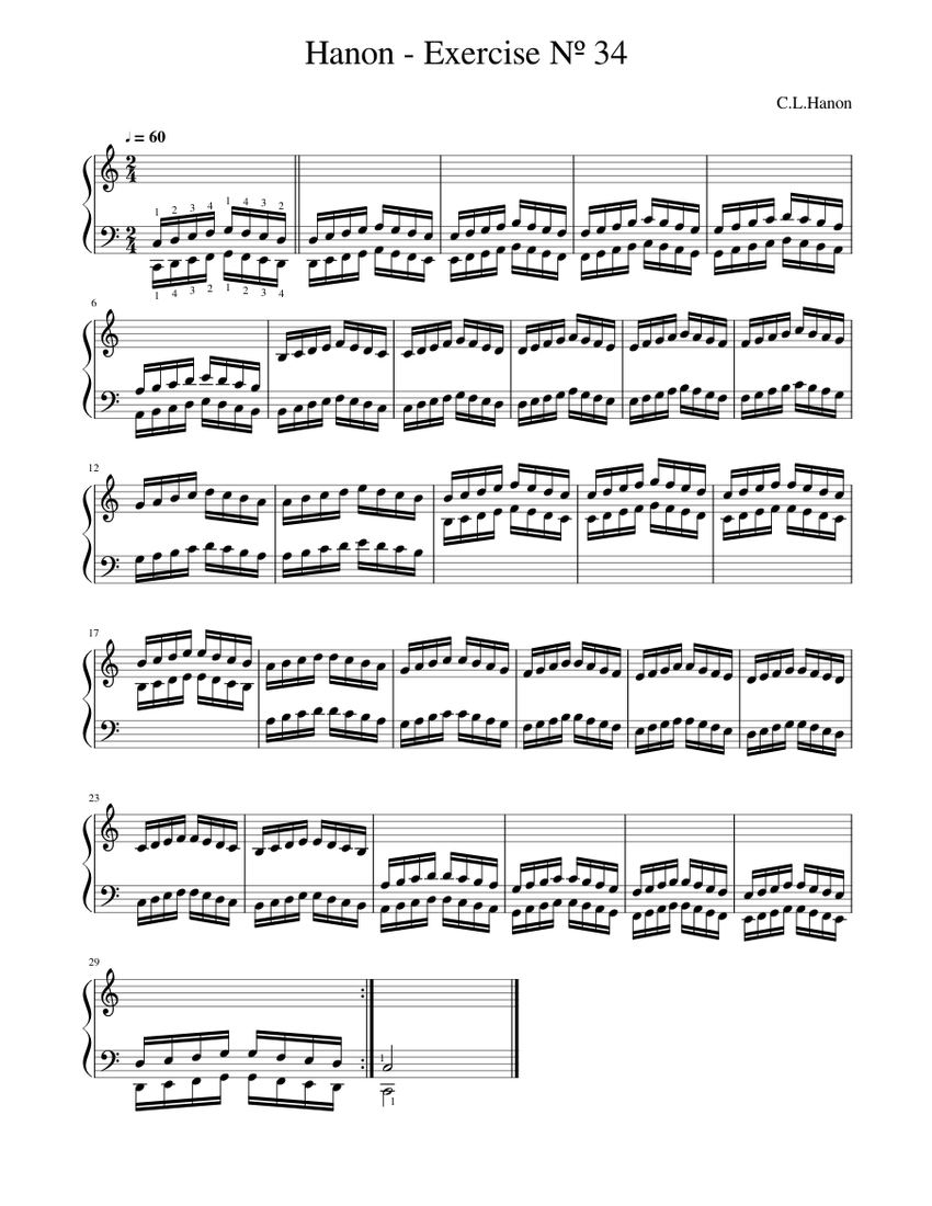 Hanon - Exercise Nº 34 Sheet music for Piano (Solo) | Musescore.com