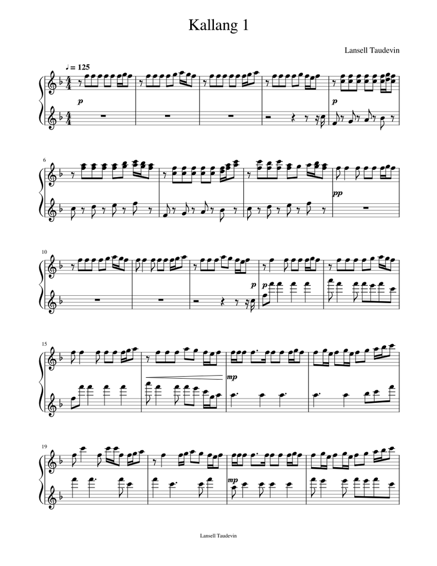 Kallang 1 Lansell Taudevin Sheet music for Piano (Solo) | Musescore.com