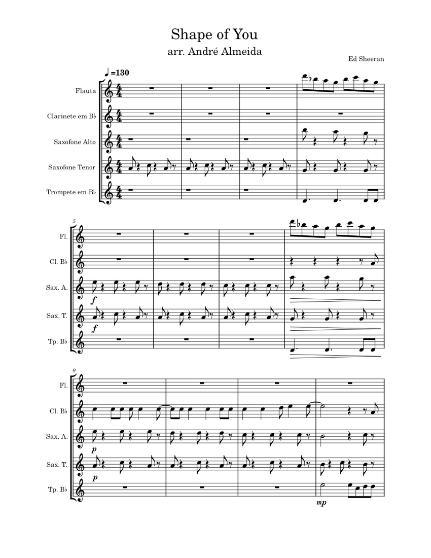 Shape of you – Ed Sheeran Ed Sheeran - Shape of You arr. André Almeida ...