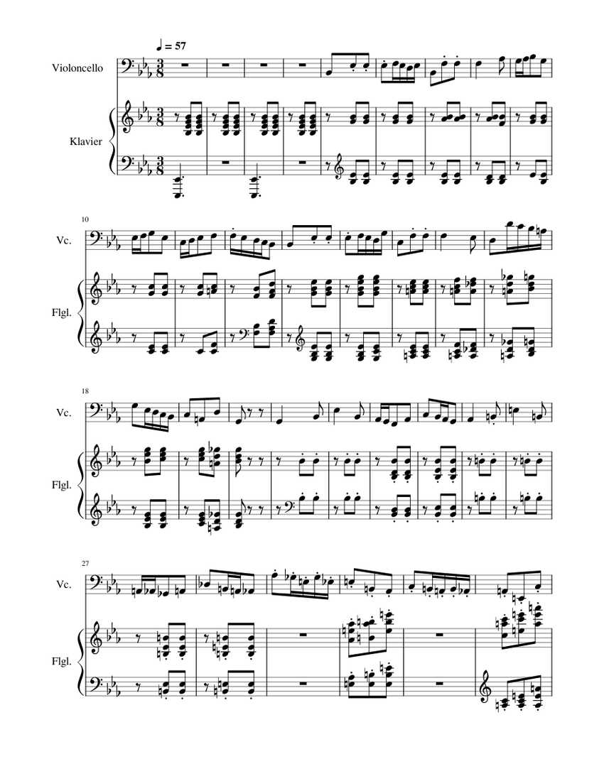 The Elephant Lelephant Camille Saint Saens Sheet Music for Piano, Cello ...