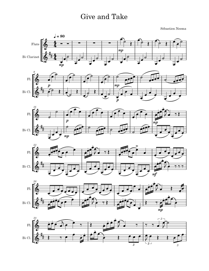 Advanced Comp - Final Composition v.5.6 Sheet music for Flute, Clarinet in b-flat (Woodwind Duet ...