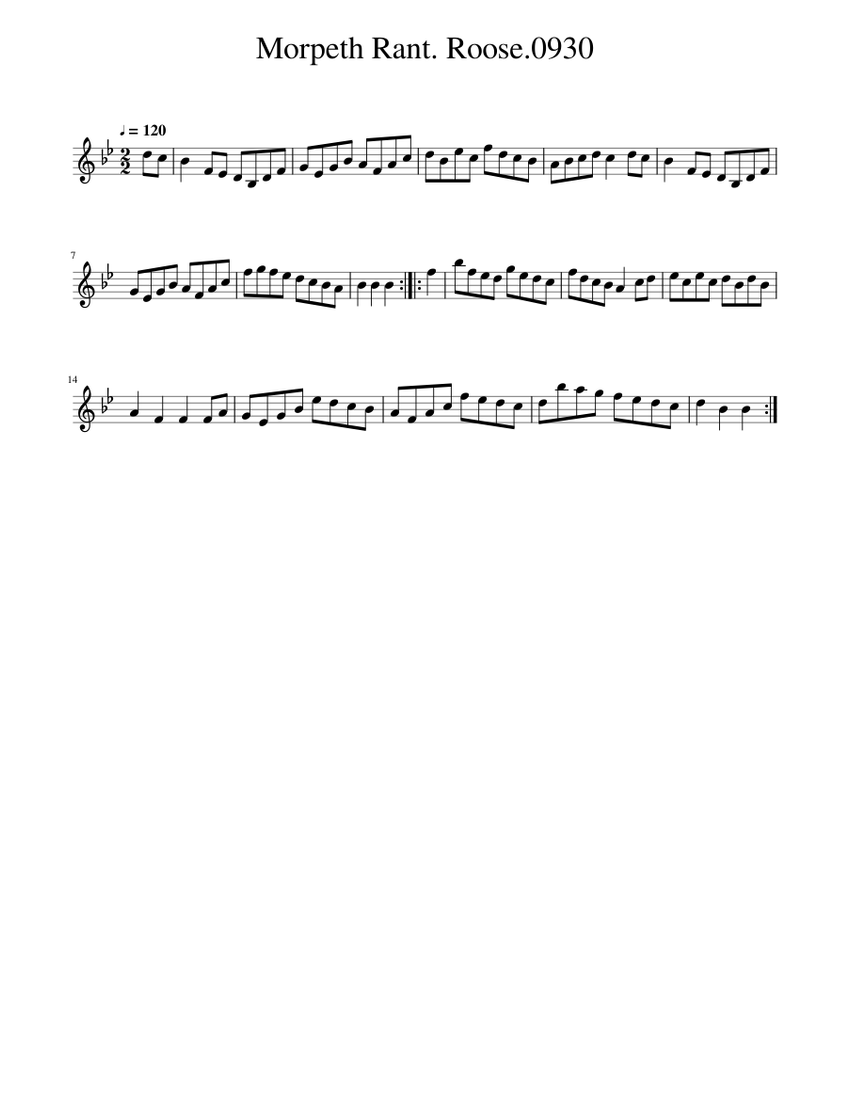Morpeth Rant. Roose.0930 Sheet music for Piano (Solo) Easy | Musescore.com