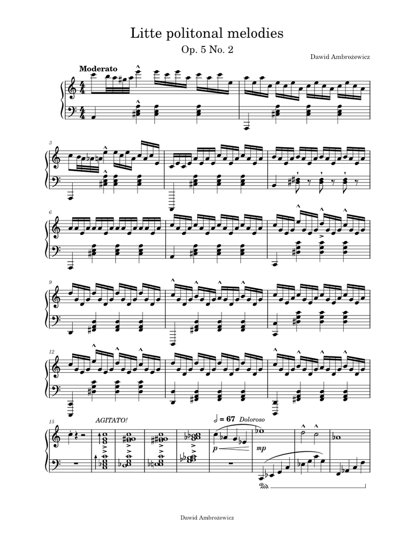 Litte Polytonality melodies - Dawid Ambrożewicz Sheet music for Piano ...