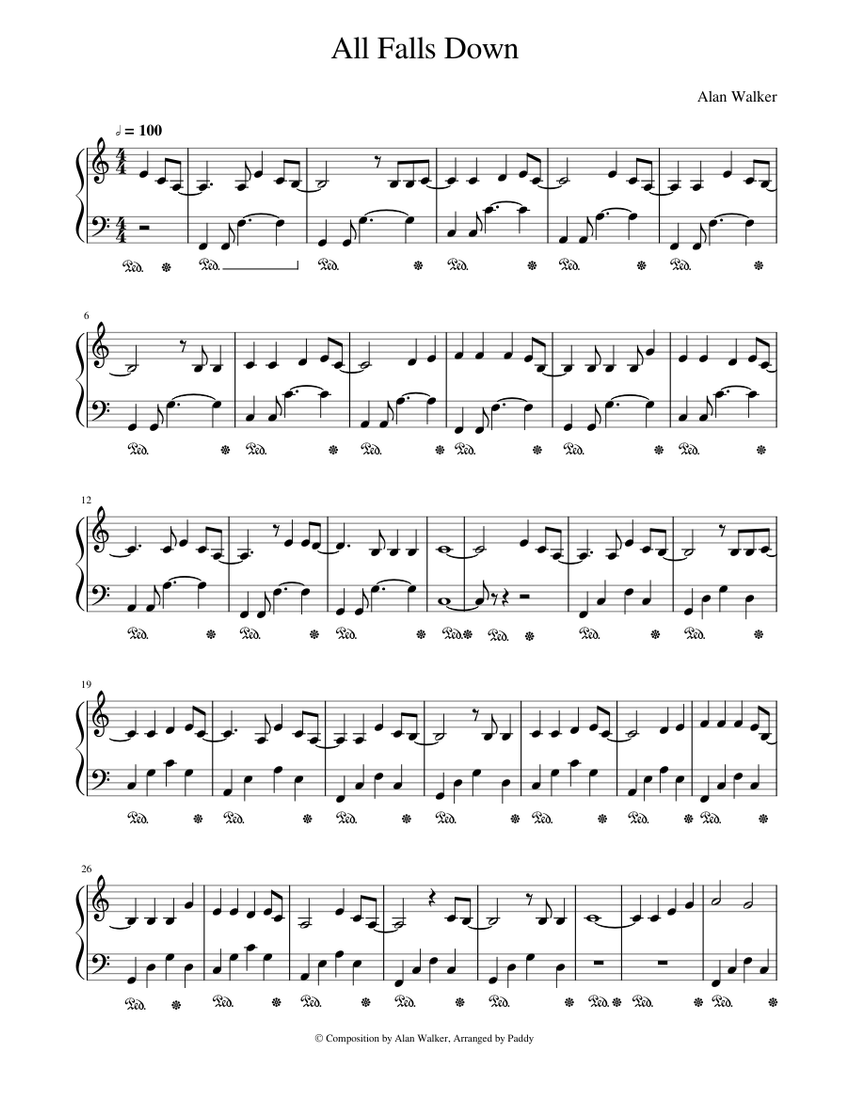 All Falls Down Sheet Music for Piano (Solo) Easy | MuseScore.com