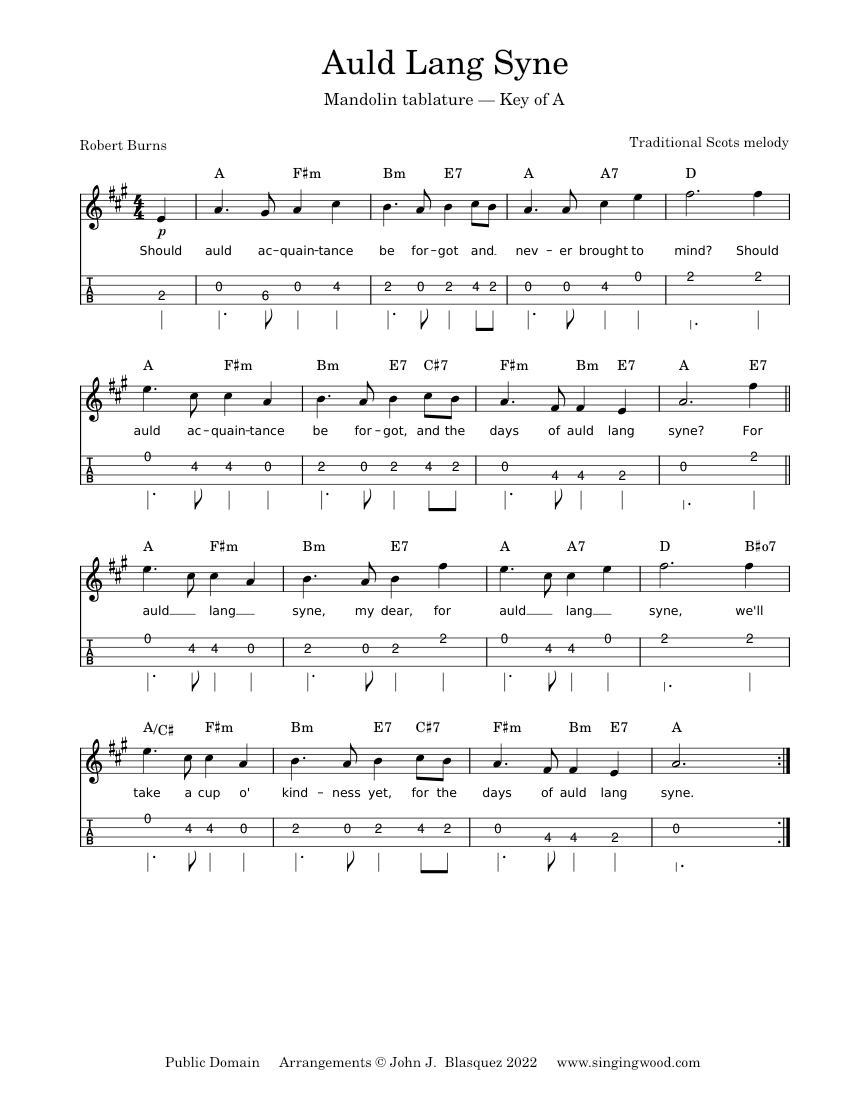 Auld lang syne – Misc Traditional Auld Lang Syne (A) 02 FrTB Sheet ...