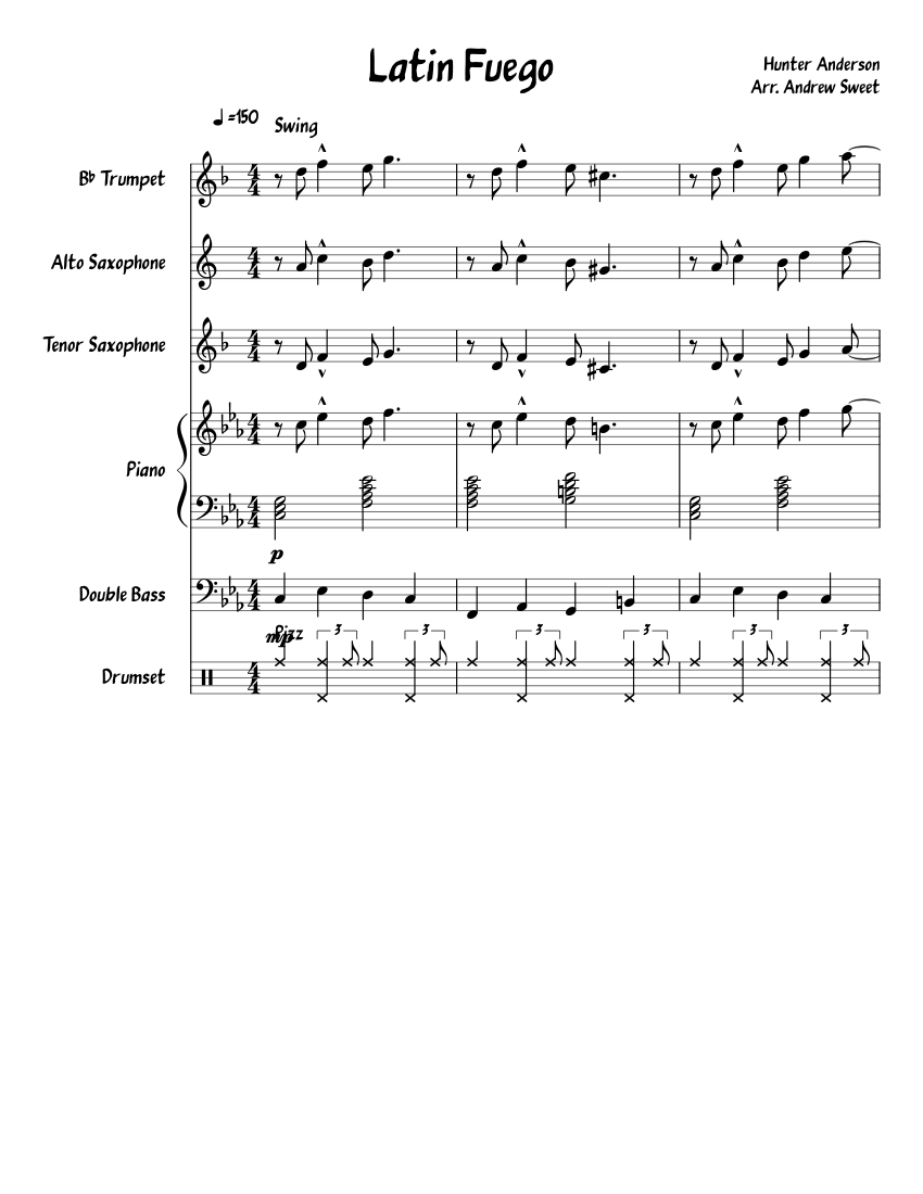 Latin Fuego Sheet music for Piano, Saxophone alto, Saxophone tenor ...