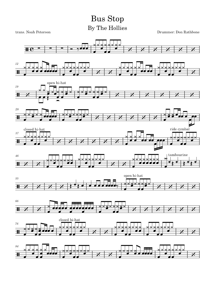 Bus Stop Sheet Music for Drum group (Solo) | MuseScore.com