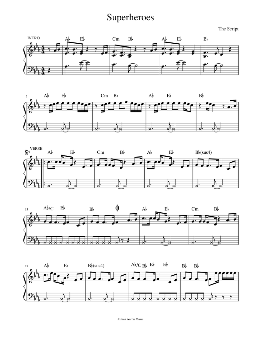 Superheroes Sheet Music with Chords for Piano (Solo) Easy | MuseScore.com