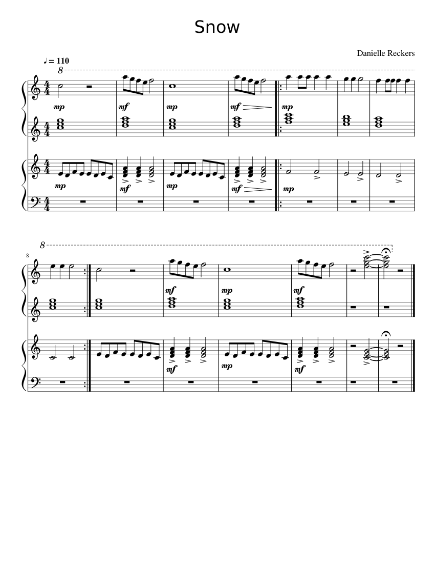 Snow Sheet music for Piano (Piano Duo) | Musescore.com