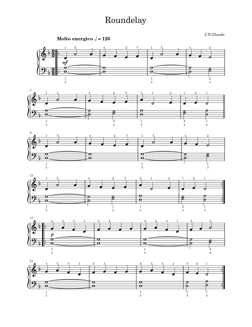 Roundelay Sheet Music for Piano (Solo) Easy | MuseScore.com