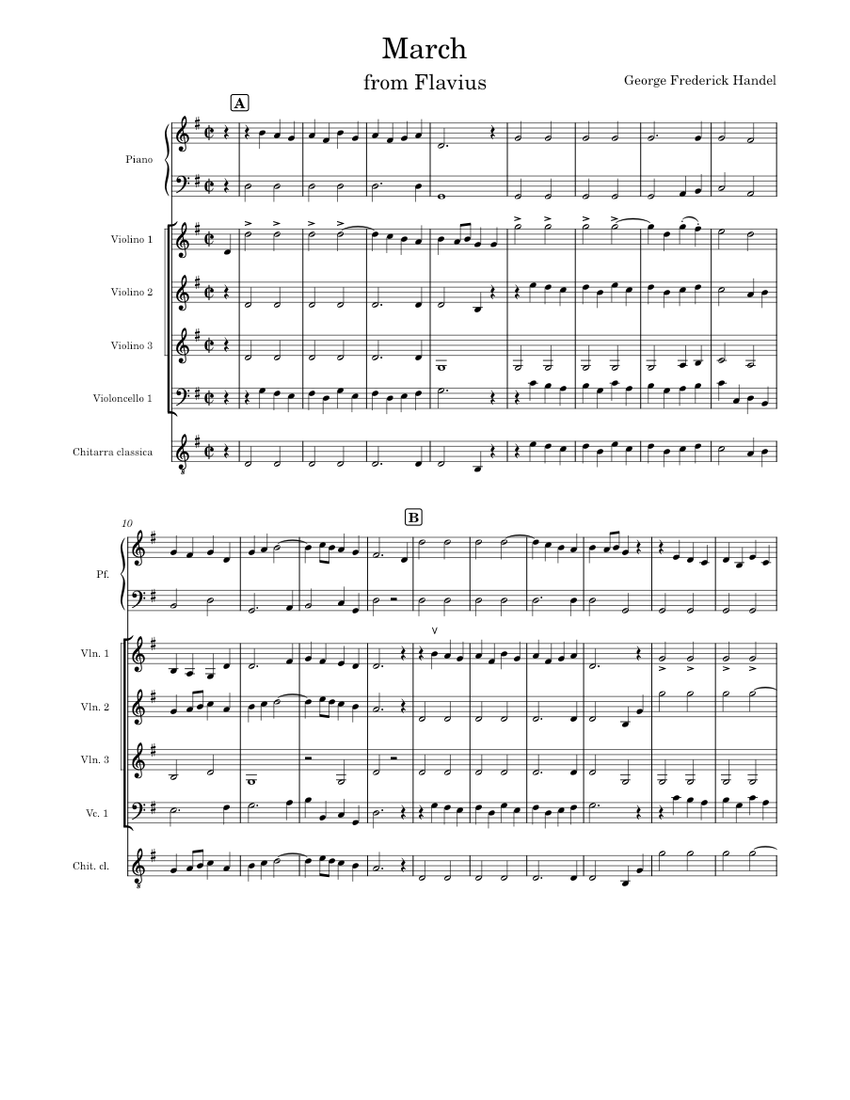 March Sheet music for Piano, Violin, Cello, Guitar (Piano Sextet ...