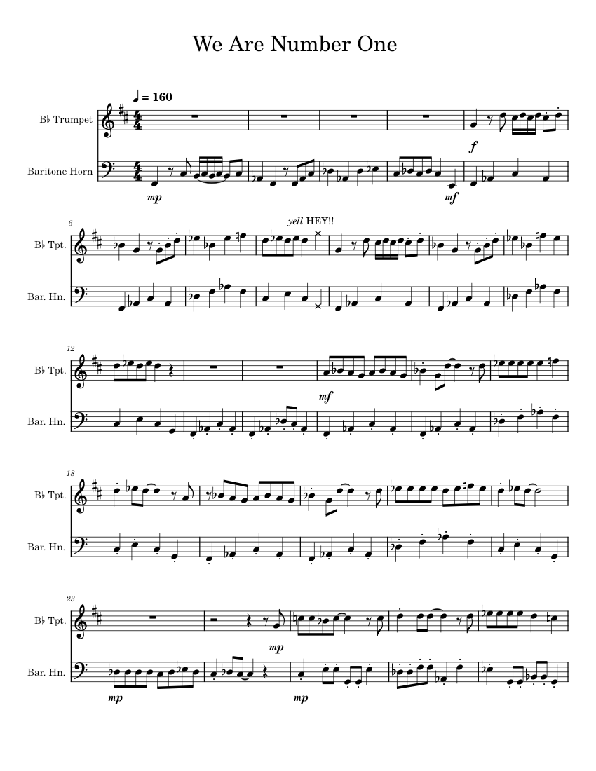 We_Are_Number_One_Trumpet_Trombone (1) Sheet music for Trumpet in b ...