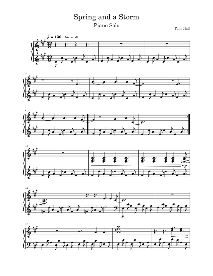 Tally Hall: Spring and a Storm (Piano Solo) Sheet Music for Piano (Solo) | MuseScore.com