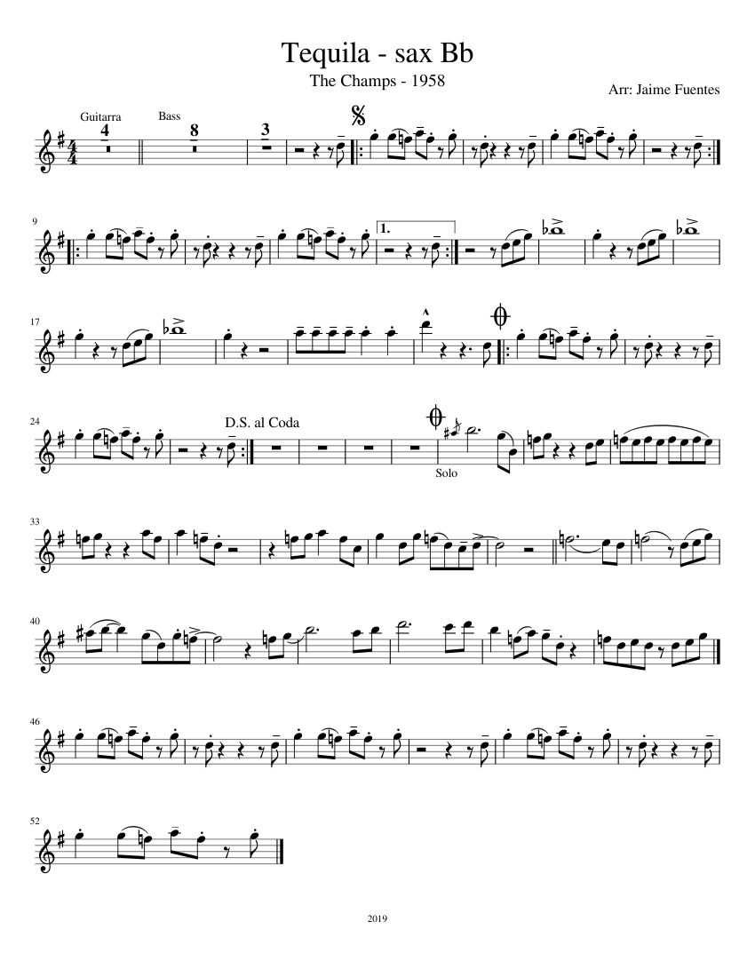 Tequila - sax Bb Sheet Music for Trombone tenor (Solo) | MuseScore.com