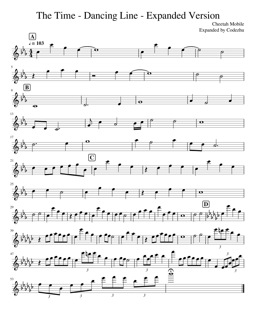 The Time - Dancing Line - Expanded Version Sheet Music for Piano (Solo ...